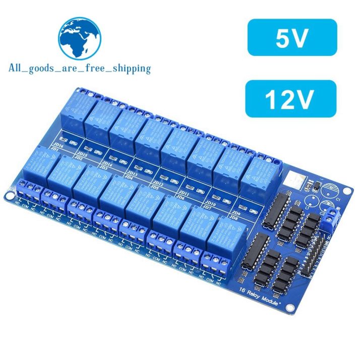 TZT 5V 12V 16 Channel Relay Module for arduino ARM PIC AVR DSP Electronic Relay Plate Belt ...