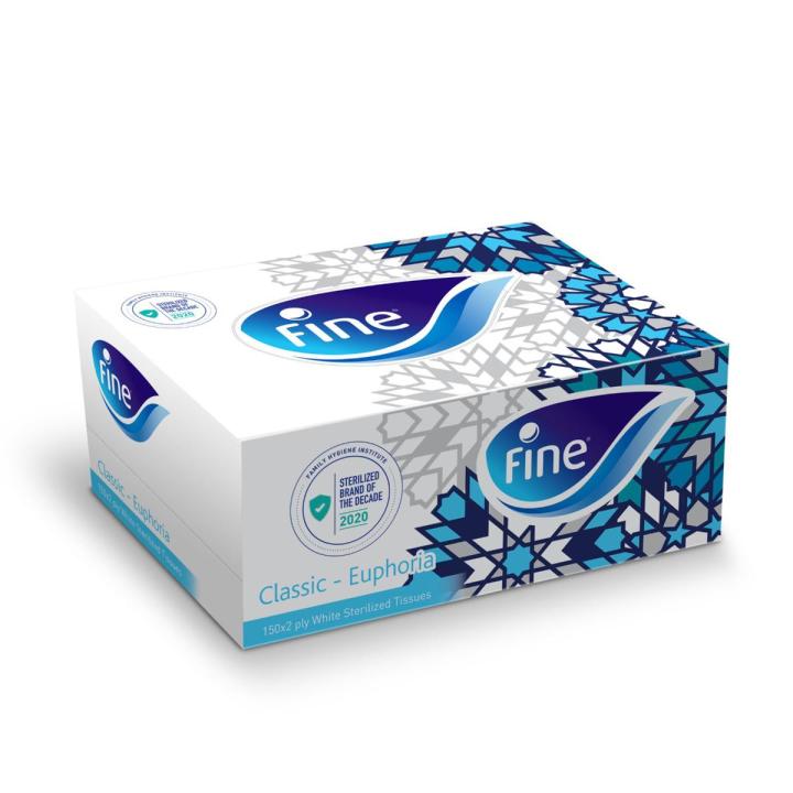 Fine, Facial Tissues, Sterilized, Classic Euphoria , 150x2 Ply White ...