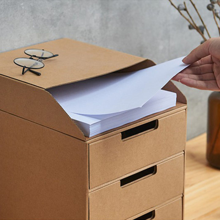 Desktop a4 paper storage box kraft paper storage drawer carton office ...