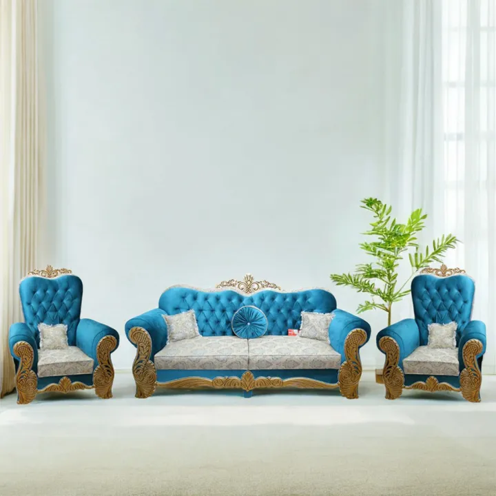 Sultan Furnitures Royal Wooden Carving Finished Sofa Set | Daraz.pk