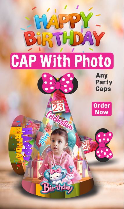 Customized Photo Face caps (Pack of 5) for Boy or Girl Birthday paper ...