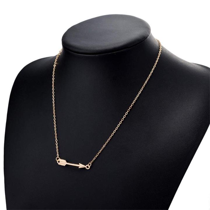 Side Style: Horizontal Chain Necklace with Minimalist Arrow Necklace ...