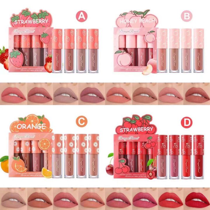 Dragon Ranee - 4pcs Water Proof Matte Lipgloss Liquid Lipstick - 2.5g ...