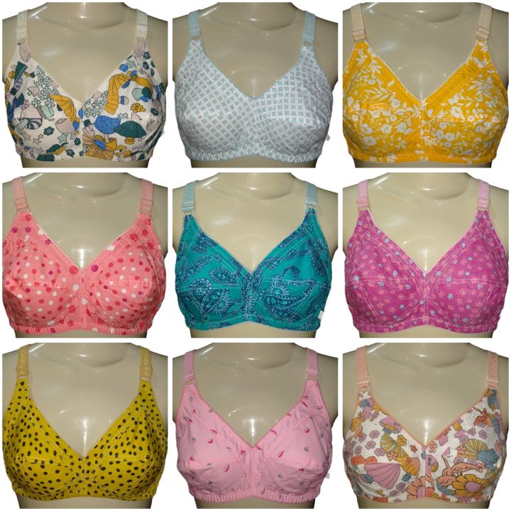 Pack Of 6 Cotton Multicolor Bra For Women - Soft Cotton Non Paded ...