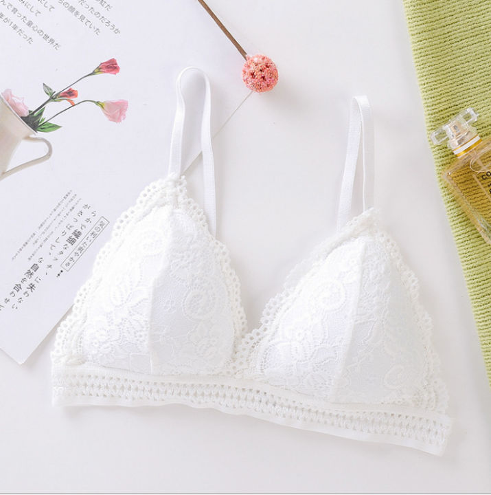 Lace Thin Section Bra Solid Color Embroidery Hollow Tube Top Triangular ...