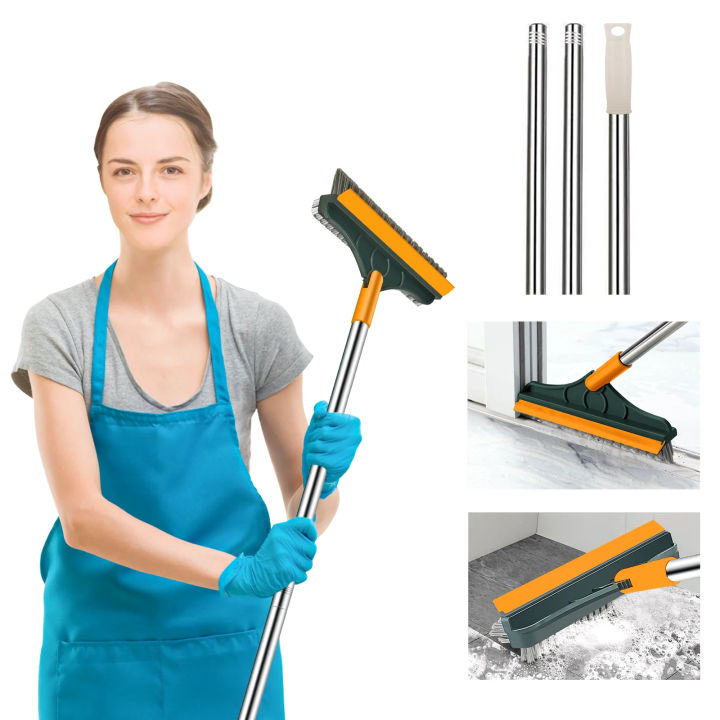 Wiper Brush Wiper Mop 2 in 1 Adjustable V-Shape Cleaning Brush Floor ...