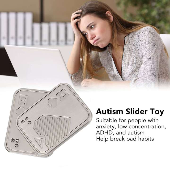 Anxiety Relief Slider Toy, ADHD Push Slider Toy Metal for Home Office ...