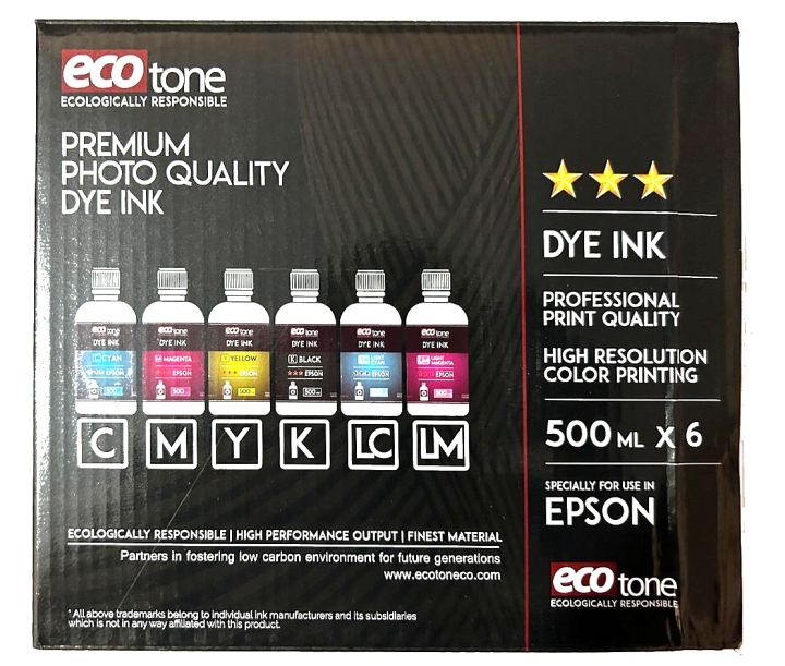 ECO TONE EPSON PRINTER DYE INK PREMIUM QUALITY (ECOTONE 500ML PACK OF 6 ...