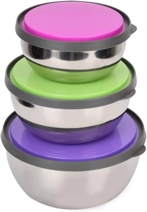 Stainless Steel Kitchen Stackable Mixing Bowls Set for Baking, Cooking ...