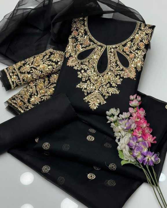 MSJ Unstitch 3PC Fancy Organza Beads & Adda Work Dress for Women | Daraz.pk
