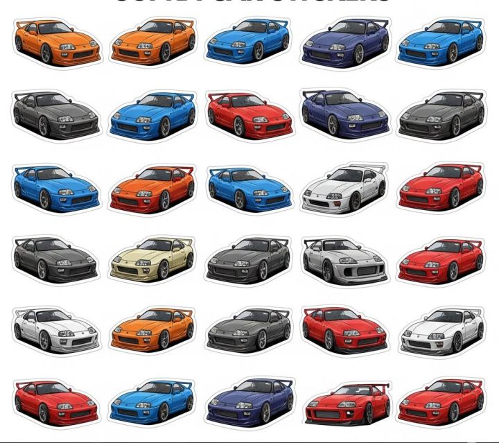 Toyota Supra Car Sticker Pack of 30 JDM Sports Car Enthusiast Gift A80 ...