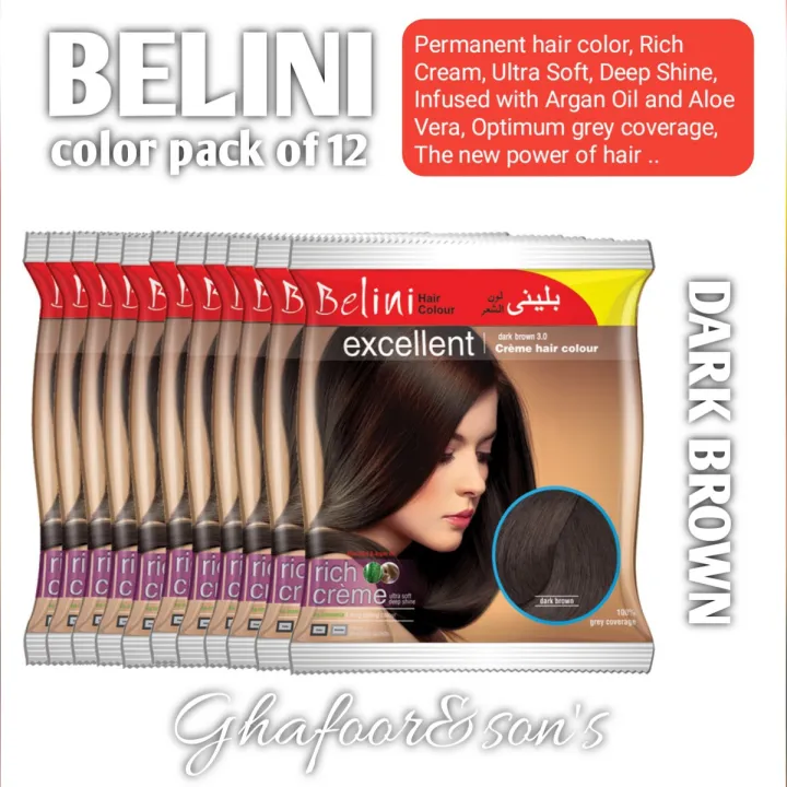 BELINI HAIR COLOR Sachet Pack Of 12 02 Dark Brown | Daraz.pk