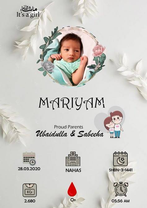 Customized It's a Girl New born Baby Photo Frame with Personalized ...