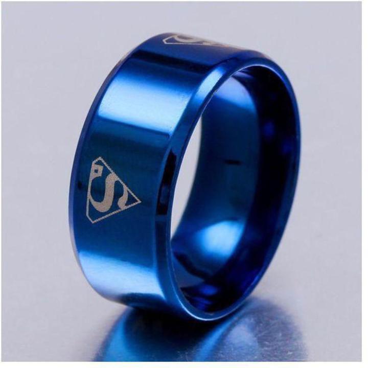 Blue Titanium Superman Logo Ring For Men And Boys(Unisex) | Daraz.pk