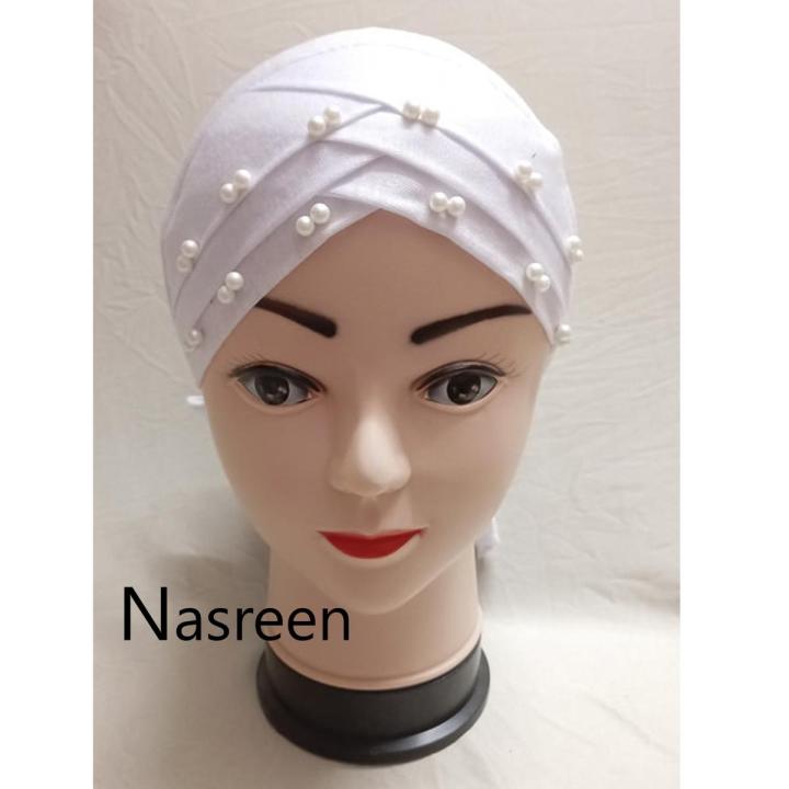 White 3d Layer Cap With Pearls | Daraz.pk