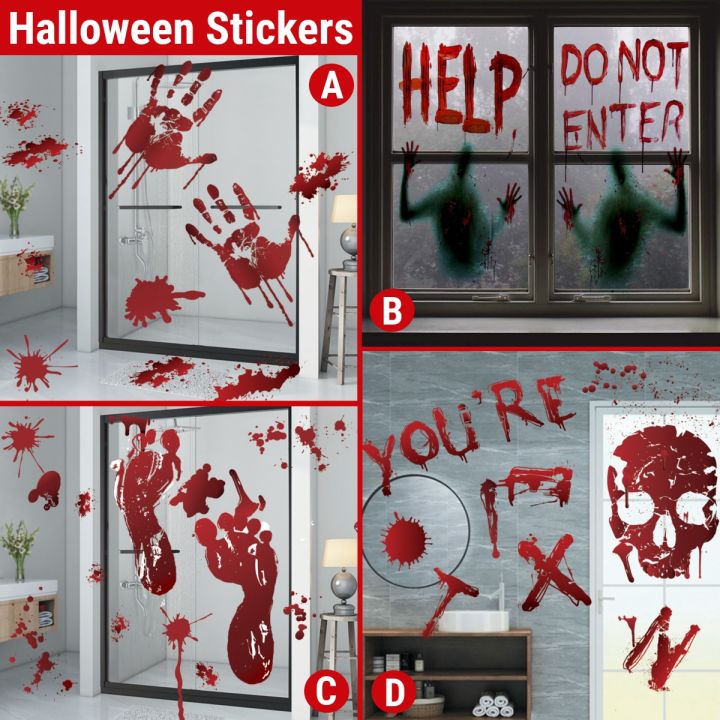 Favorite Scary Halloween Bloody Stickers Wall Window Home Floor Decal ...