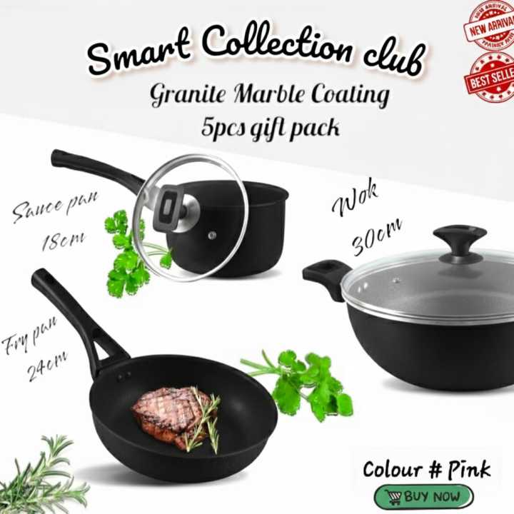 Nonstick Granite Marble Coating Cookware Set 5 Pcs – Premium Marble ...