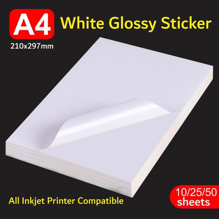 White Glossy self-adhesive sticker A4 for inkjet printers | Daraz.pk