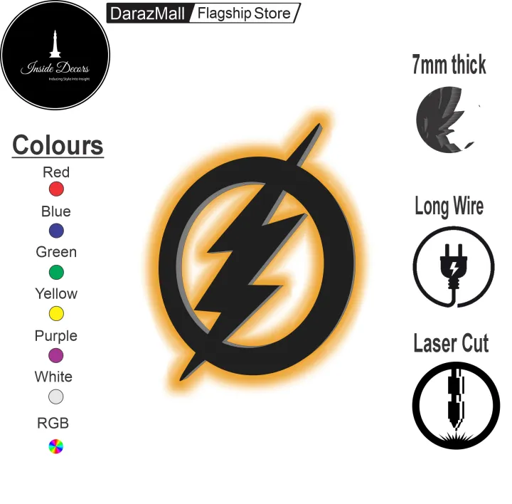 The Flash LED Wall Lamp – 7mm Thickness, 5 Color Modes – Superhero ...