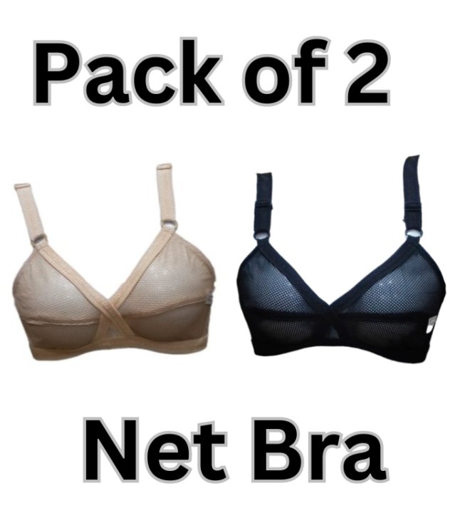 Pack of 2 Net Bra for Women Girls| Seamless Transparent Non-Padded Bra ...