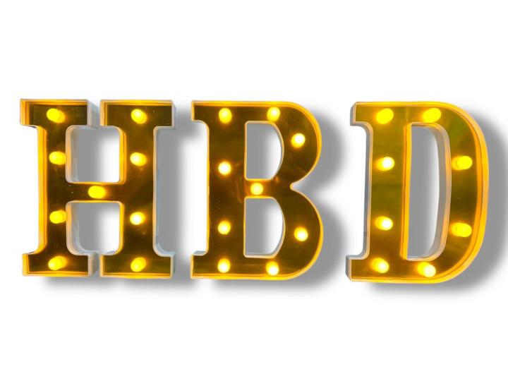 HBD LED Marquee Letters Lights for Birthday Decoration | Golden Warm ...
