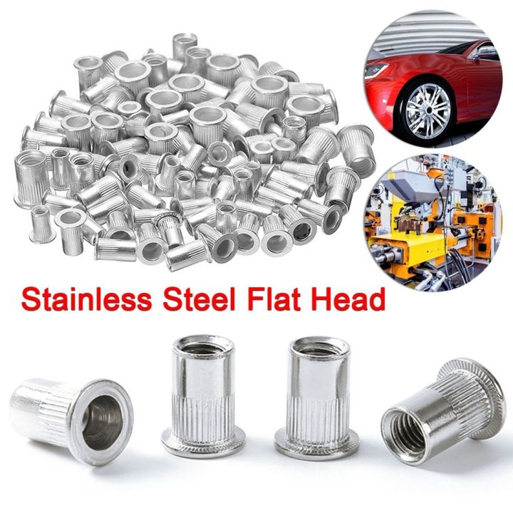 10pcs New M3 M4 M5 M6 M8 M10 M12 Rivet Nut Flat Head Stainless Steel ...
