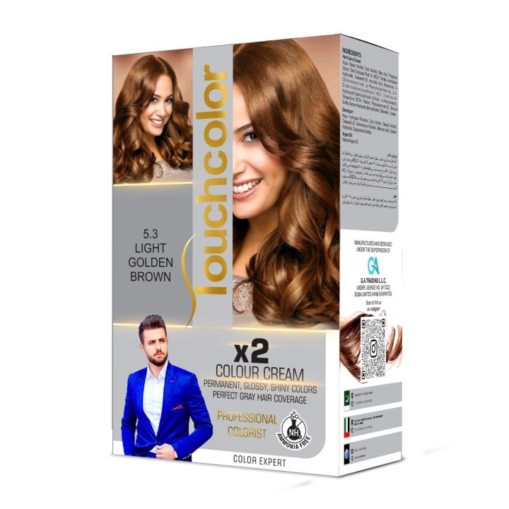 Touchcolor 5.3 Light Golden Brown Hair Color Kit – 100% Grey Coverage ...