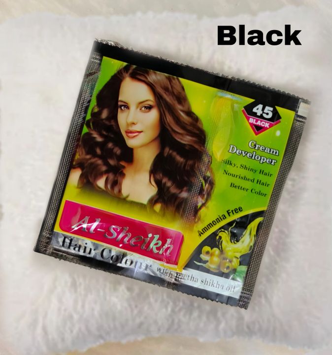 AL-SHEIKH Hair Colour Sachet 2 in 1 sachet Instant hair colour in 15 ...