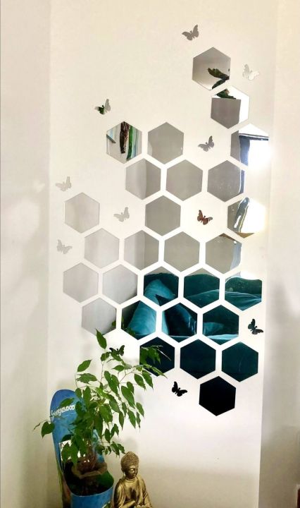 Imported Acrylic Hexagon wall decor Mirrors 3D wall mirrors 4x4 inches ...