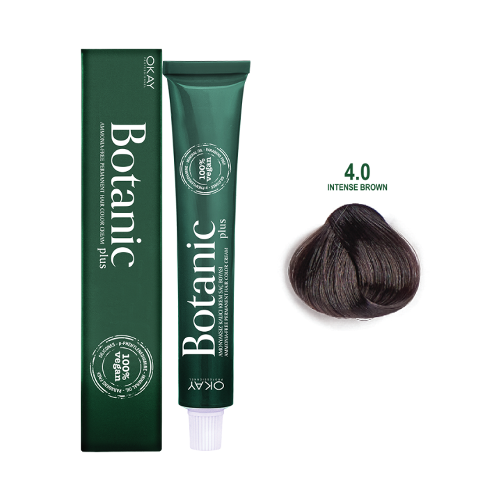Botanic Plus Ammonia Free Hair Color Cream 4.0 Intense Brown – 60ml ...