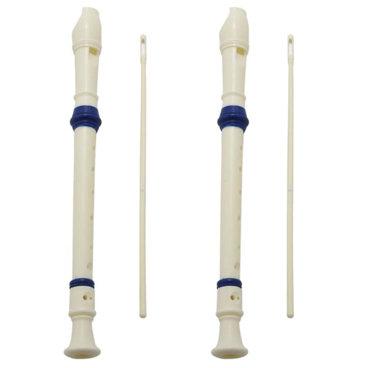 2X Students Plastic 8 Holes Soprano Recorder Flute Beige Blue with ...