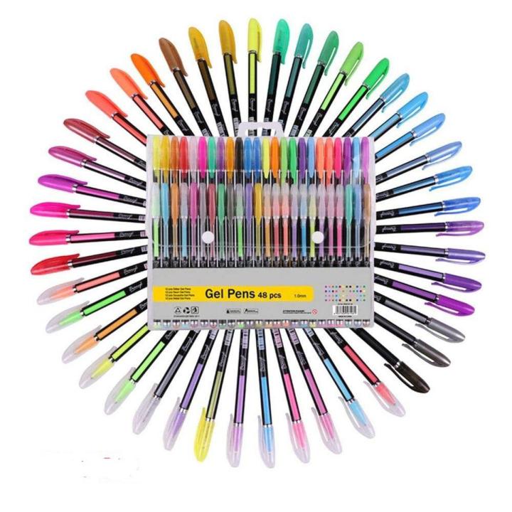 12PCs Gel Pen Set Refills Metallic Pastel Neon Glitter Sketch Drawing ...