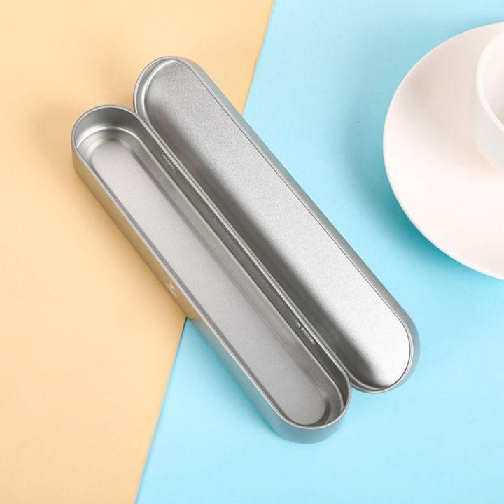 New Metal Rectangular Tinplate Box Stationery Gift Pen Case Flip-top ...