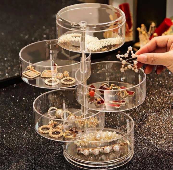 Acrylic Rotating Jewelry Organizer with Lid Transparent | Ear Rings ...
