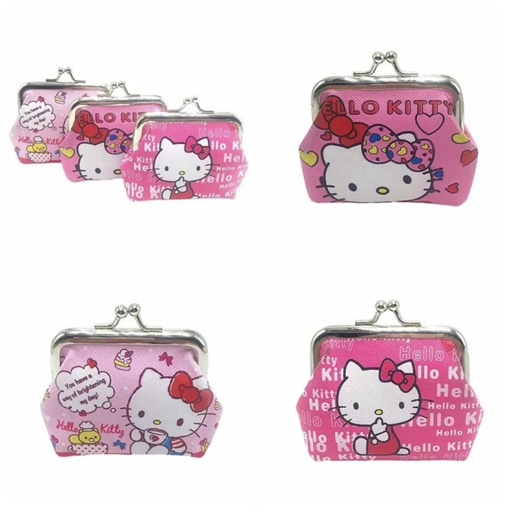 Cute Letter Kitty Cat Coin Purse Print Cartoon Short Wallet Lipstick ...