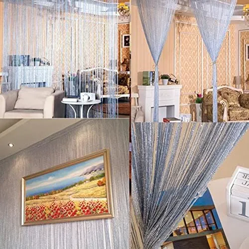 66 Inch Glitter Tassel Sheer Curtain for Door Window Divider with ...