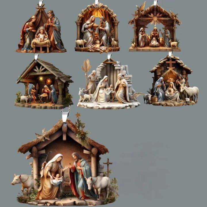 New Nativity Scene 2D Acrylic Nativity Scene Pendant Multi Scene Double ...