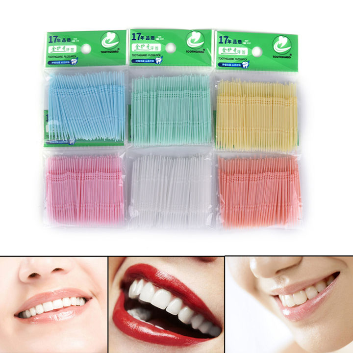 100Pcs Plastic Dental Picks Oral Hygiene 2 Way Interdental Brush Tooth Pick SP | Daraz.pk