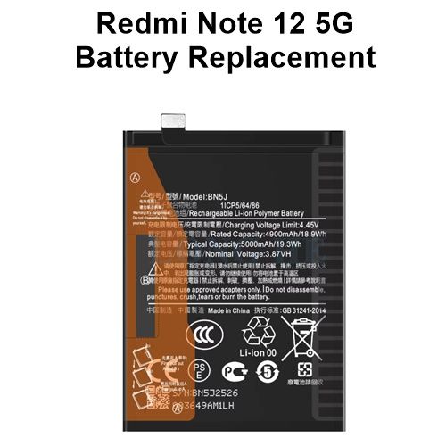 Redmi Note 12 5G Battery Replacement with 5000mAh Capacity, Mi BN5J ...