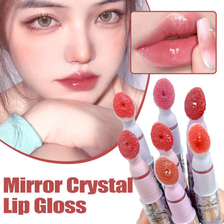 Mirror Crystal Lip Gloss Makeup Set Water Glass Lip Glaze Waterproof ...