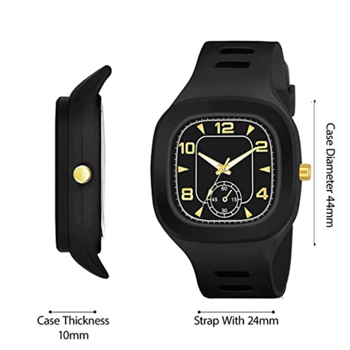 Square Watch Black Dial Analog Silicon Strap Stylish Designer Analog ...
