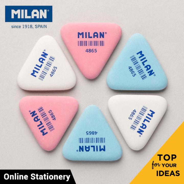 Milan Triangular Flexible Soft Synthetic Erasers 4865 Box OF 65 Pcs ...