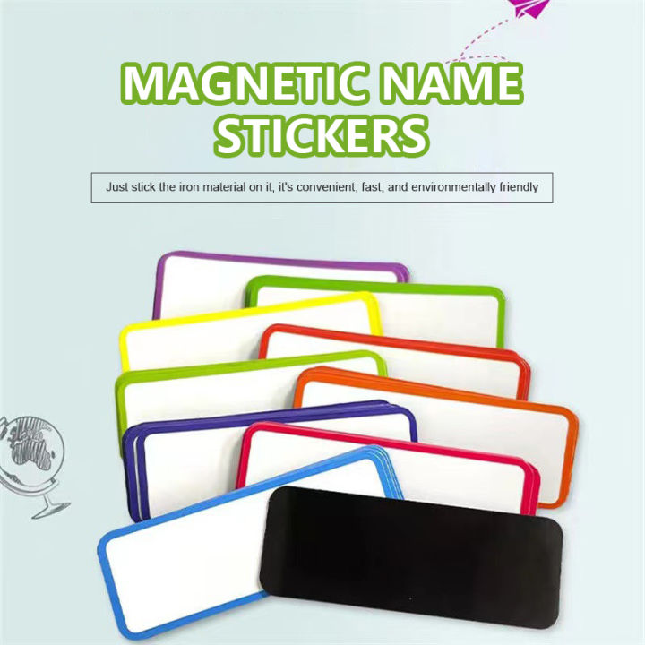 10Pcs Tag Board Erasable Labels Wipe Markers Writable Magnets Dry Erase ...