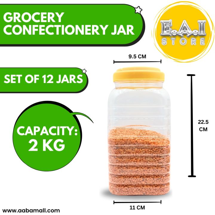 PACK OF 12 - (GROCERY Confectionery JAR) for Kitchen Storage Set - 2 KG ...