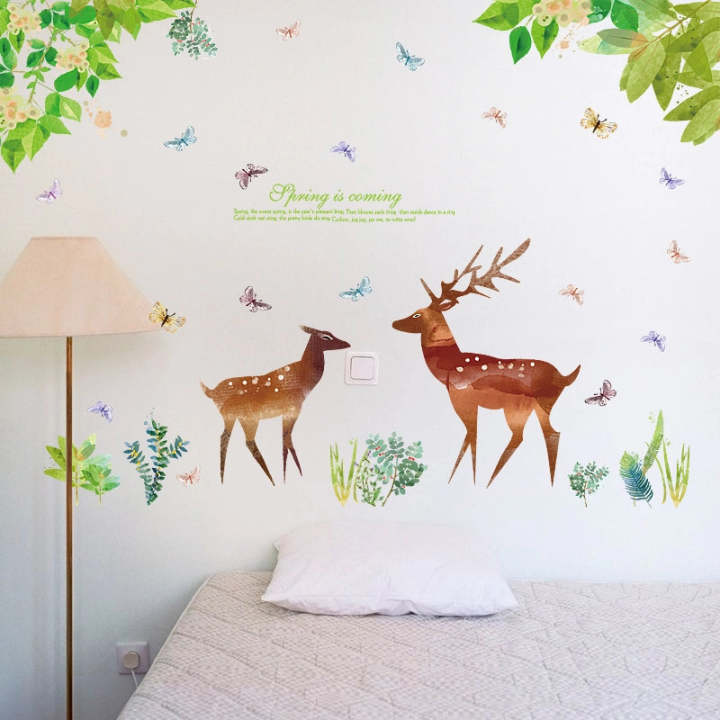 Sk9176 Green Nature Deer Wall Sticker | Daraz.pk