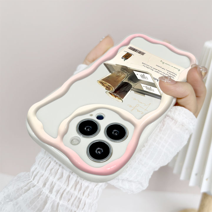 YYDS for Redmi 12 Back Cover Coffee Label Case Cream Texture Wavy Edge ...