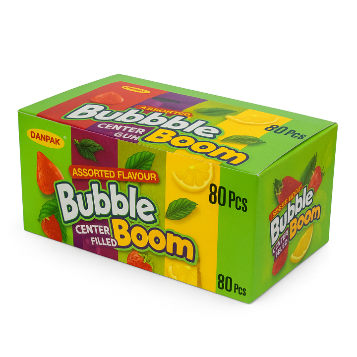 Aamrite DanPak Bubble Boom Center-Filled Gum - 80 Pcs Box | Long ...