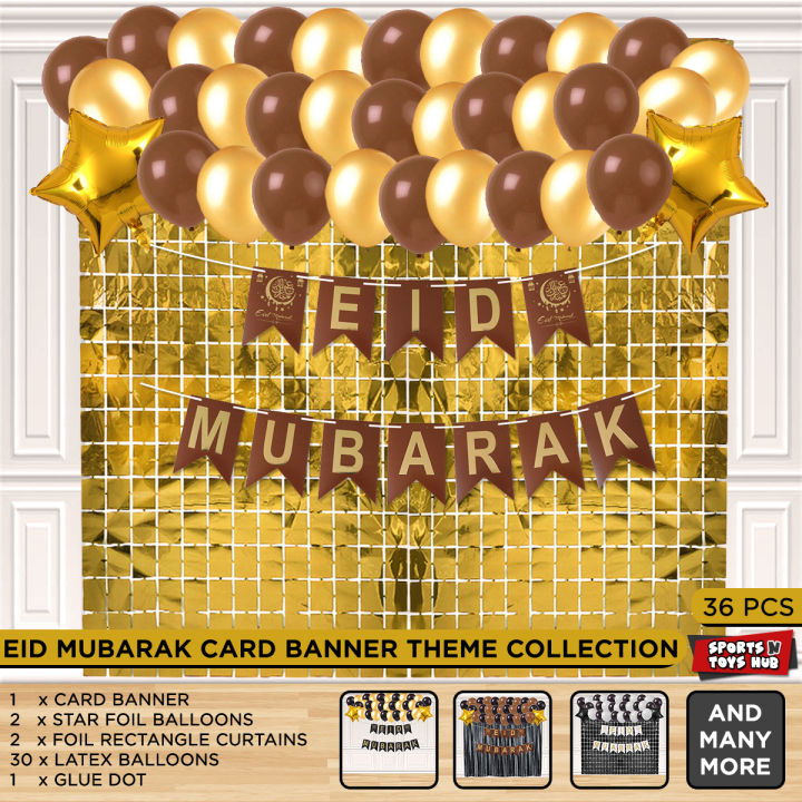 Eid Mubarak Card Banner Theme Collection, Eid-ul-Fitar Decorations ...