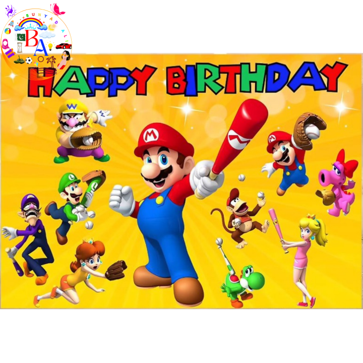 Mario Fancy Backdrop Mario Theme Fancy Panaflex Mario Birthday Party ...