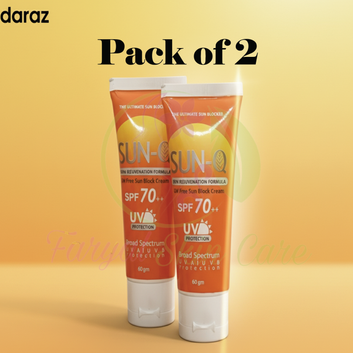 Sun Q Sunblock Oil Free SPF 70 | (Pack of 2) | Long Lasting & Non ...
